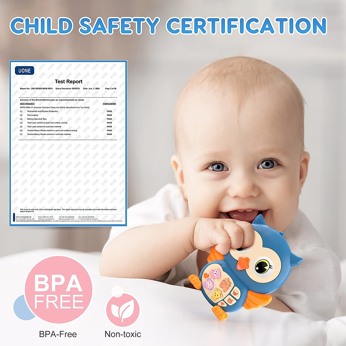 Baby Musical Toys with Music LED Lights Electronic Toys Animal Sounds Toddlers Interactive Learning Early Educational Development Infant Crawling Toys for 6 to 18 Months Boys Girls Birthday Gifts