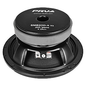 PRV AUDIO 6.5 Midbass Speaker 6MB200-4 v2 4 Ohms - 200 Watts 93.5 dB 1.5" Voice Coil - 6 Inch Speaker for Car Audio with Outstanding Vocals and Punch for Small Custom Enclosures - Pro Audio (Single)