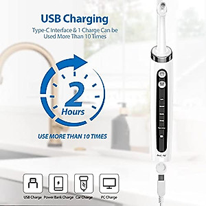Tooth Polisher, Smile-Aid Multifunctional Replacement Head Teeth Whitening Kit, Better Whitening Effect Than Electric Toothbrush, USB Charging, Waterproof