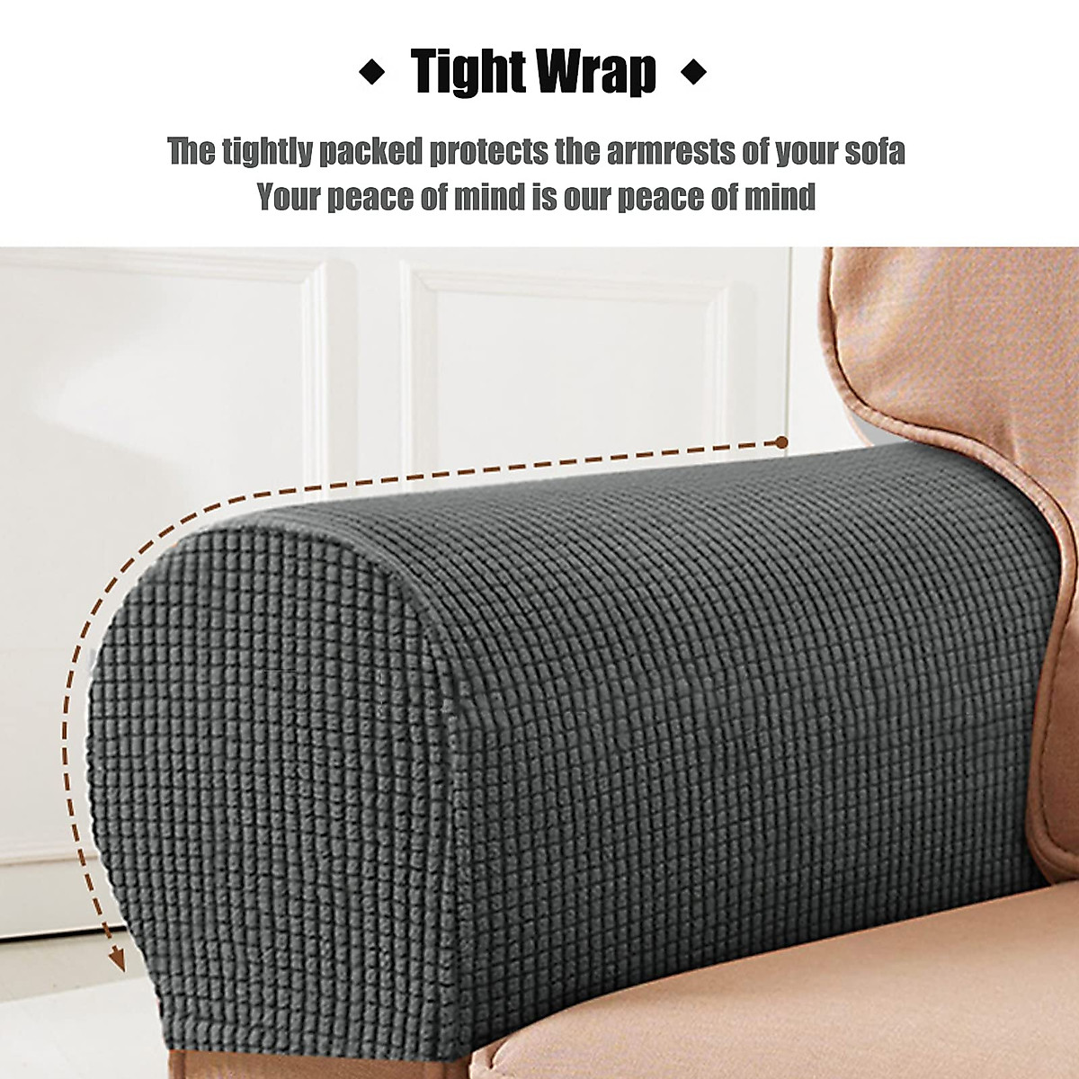 BAGASI 2pcs Sofa Armrest Cover Universal Elastic Sofa Couch Hand Rest Cover Dust Dirty Proof Settee Chair Arm Cover for Armchairs Sofa Couches Recliner,Light Blue