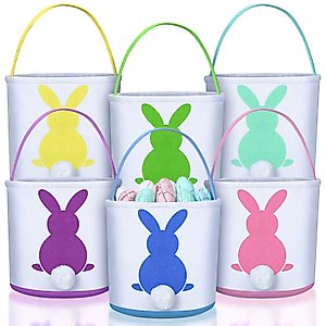 Weewooday 6 Pieces Bunny Easter Basket Bags for Kids Reusable Shopping Bags Bunny Totes Eggs Hunt Bags for Egg Toys Hunts Party Favor, Fresh Style(Fresh Style)