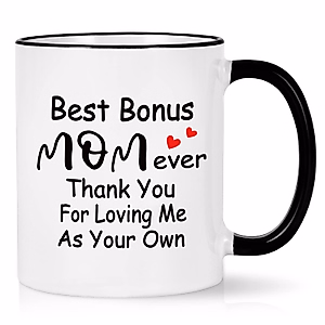 Cabtnca Bonus Mom Gifts, Best Bonus Mom Ever Mug, Bonus Mom Mothers Day Gifts, Bonus Mom Mug, Bonus Mom Gifts from Daughter, Step Mom Mothers Day Gifts, Bonus Mom Birthday Christmas Gifts, 11Oz