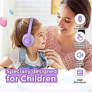 vinamass Kids Bluetooth Headphones, 22H Playtime, Bluetooth 5.0 & Built-in Mic, Noise Cancelling Headphones for Kids, Adjustable Headband, for School Home iPad Tablet Airplane