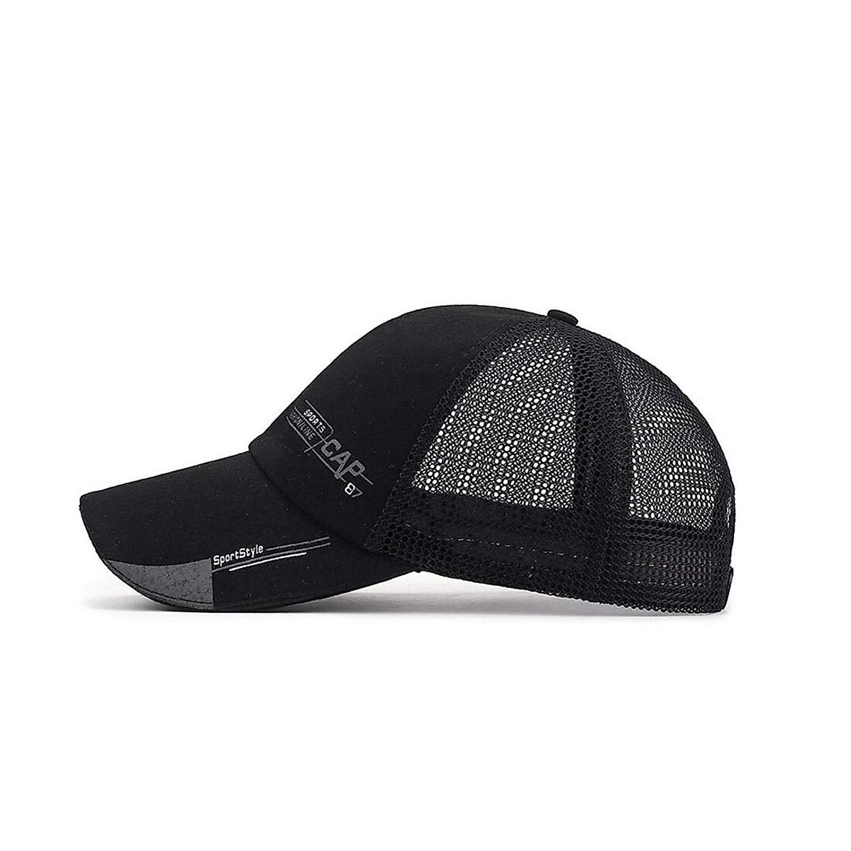 XibeiTrade Unisex Summer Baseball Cap Men Women Sports Outdoor Canvas Mesh Breathable Hat (Black)
