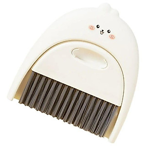 White Mini Dustpan and Brush Cleaner Set, Handheld Broom Dustpan Brush Cute Animal Style Dustpan Broom Portable Cleaning Brush for Table Desk Window Gaps Keyboard Kitchen Pets Nest