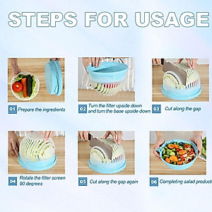 GMPUT Snap Salad Cutter Bowl, Salad Chopper Bowl and Cutter, Multi-Functional Fast Salad Cutter Bowl, Salad Cutter Bowl with Lid Fast Vegetable Cut Set (White)