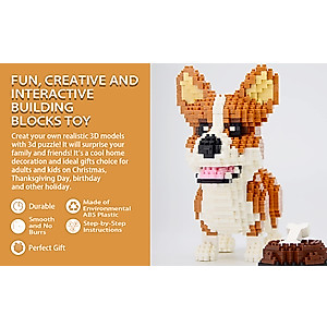 Ulanlan Adult Building Sets, Bricks Corgi, Micro Bricks Dog Animal Building Toy Bricks Dog for Dog Lover, Women, Girl 14+, Teens or Adult, 1380 Pieces (JX004)