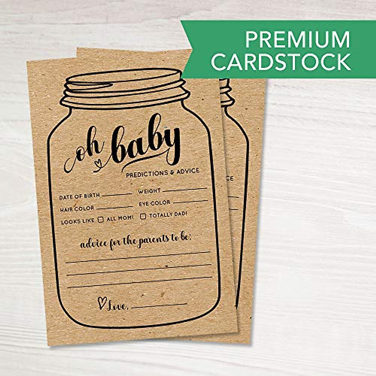 30 Pack Baby Shower Advice Cards- Kraft Advice and Prediction Cards for Gender Neutral Baby Shower Games