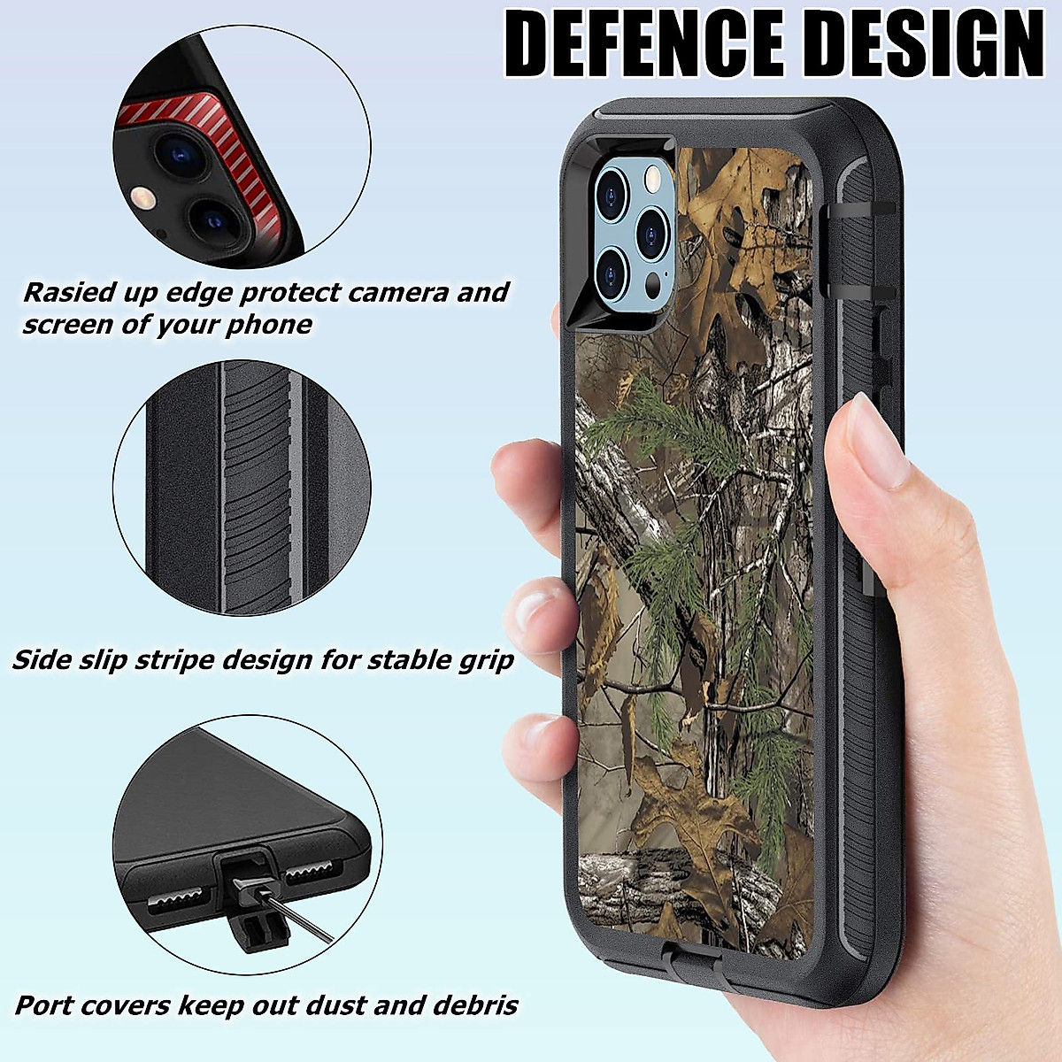 OTTARTAKS Compatible for iPhone 13 Pro Max Case with Screen Protector Heavy Duty Camo Design for Men Boys Shockproof Full-Body Protective Case for iPhone 13 Pro Max 6.7inch, Camouflage