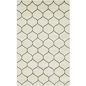 Unique Loom Trellis Frieze Collection Area Rug - Rounded (5' 1" x 8', Ivory/ Gray)