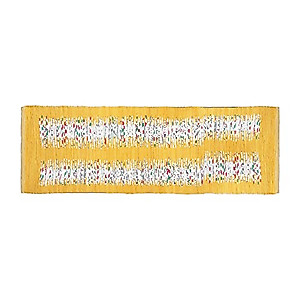 SAVON Hand Woven Cotton Flatweave Area Rug 6x2 Woven Mustard Ikat Boho