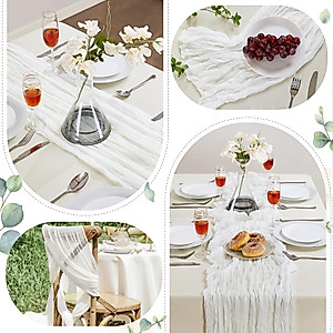 6 Pack White Cheesecloth Table Runner 10FT Long Boho Gauze Table Runner Rustic Sheer Runner for Wedding Bridal Baby Shower Birthday Party Table Decor Thanksgiving Christmas Decorations