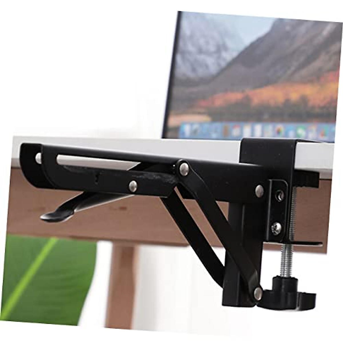 Housoutil 1 Set Foldable Bracket Desk Tray Computer Mount for Desk PC Keyboard Desk Keyboard Tray Keyboard Holder Computer Desk with Keyboard Tray Computer Desk Extender Bracket Fold Extend
