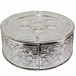 Ben&Jonah Silver Plated 3 Tier Matzah/Seder Plate - 14" D x 7" H