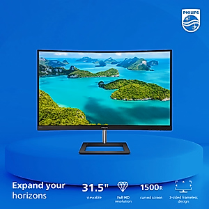 PHILIPS 322E1C 32" Super-Curved Frameless Monitor, Full HD VA, 104% ...