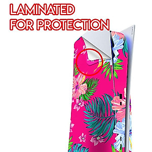 ITS A Skin Skins Compatible with Sony Playstation 5 Console Disc Edition - Protective Decal Overlay Stickers wrap Cover - Pink Neon Hibiscus Flowers