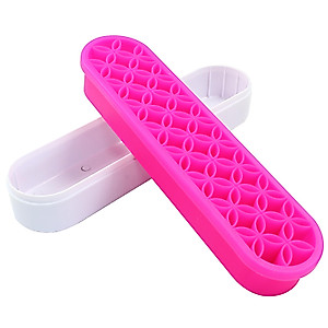 Unlorspy Rose Red Silica gel Makeup Brush Holder Box Multi-Purpose Silica gel Make Up Brush Storage Stand Rectangle Multipurpose Painting Pen Holder for Brush,Art Craft and Painting Brush
