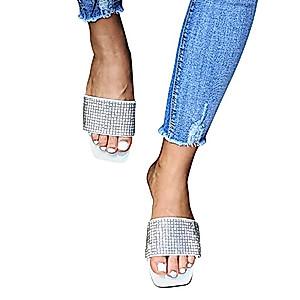 Sandals for Women Casual Summer, Women's Flat Sandals Peal Slip-On Open Toe Sandals Fashion Beach Comfy Sandals White