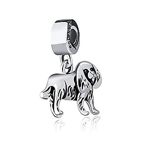 BOLENVI 3D Cocker Spaniel Dog 925 Sterling Silver Dangle Pendant X Charm Bead For Pandora & Similar Charm Bracelets or Necklaces