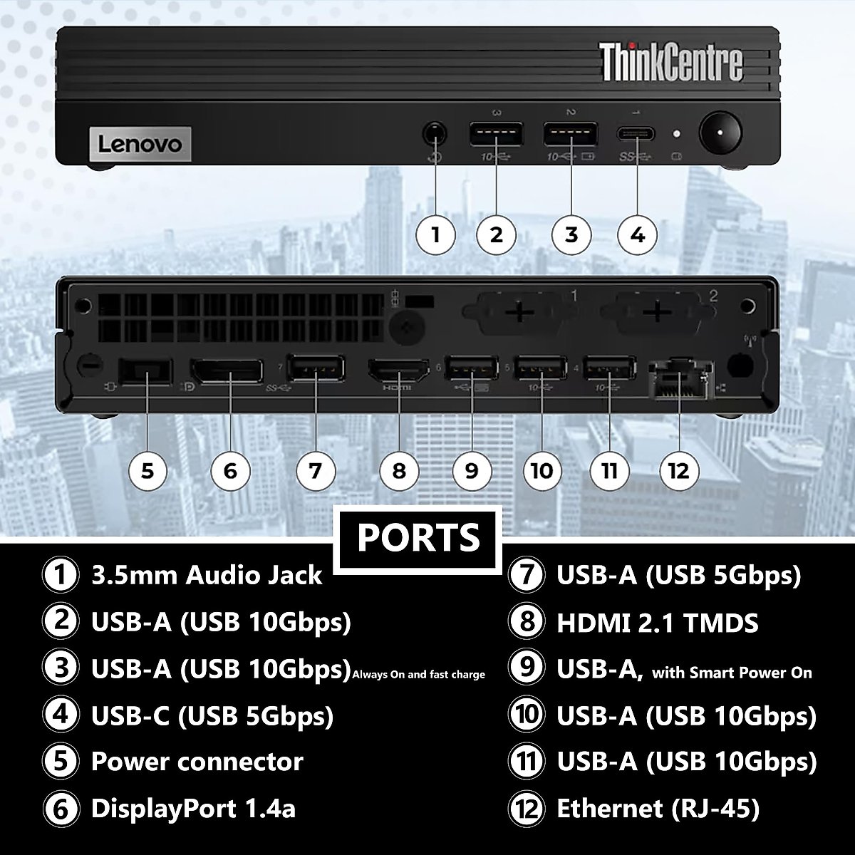 Lenovo ThinkCentre Tiny M70q Gen 5 Intel 14-Core i5-13500T (Beat i7-12700), 32GB DDR5 RAM, 1TB NVMe, WiFi 6E, Bluetooth, RJ-45, DP Port, HDMI, W11P, Business Desktop