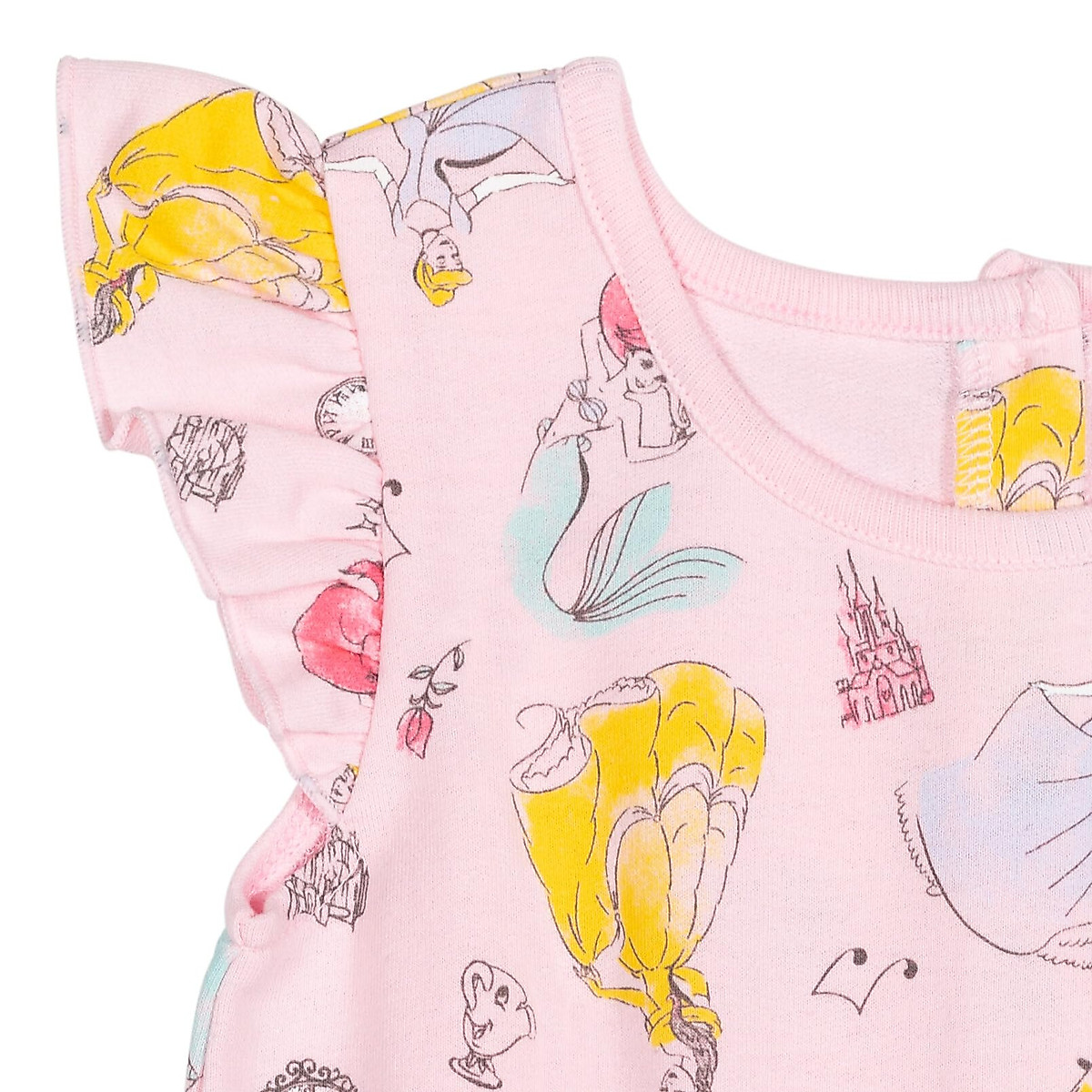 Disney Princess Mulan Belle Ariel Cinderella Infant Baby Girls Sleeveless Romper Pink 18 Months