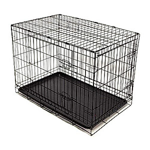 EDMBG Dog Crate 36x23x26 Large 2 Door Pet Kennel Cage Folding Portable Travel Metal