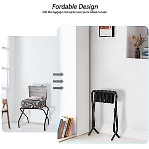 InHomFu Luggage Rack, Pack of 2, Heavy-Duty Metal Suitcase Stand, X-Type Folding Luggage Stand, Luggage Holder for Guest Room, Bedroom, Hotel, Holds up to 110 lb, Black