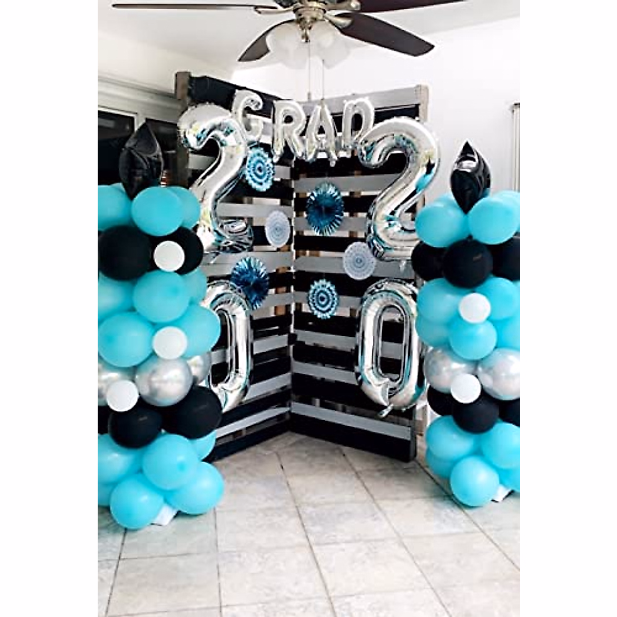 Teal Turquoise Balloons Turquoise Black Silver Graduation Decorations 2023/Turquoise Black Birthday Decorations for Women 30pcs Teal Black Bridal Shower Decorations/Wedding/Breakfast Birthday