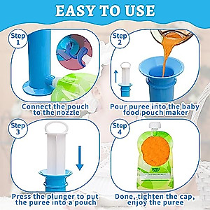 Newmemo Baby Food Pouch Maker 7PCS Double Zipper Reusable Food Pouches Filler Set Refillable Fruit Puree Pouch Filling Station Portable Juice Puree Squeezer Storage Bags for Toddlers Baby