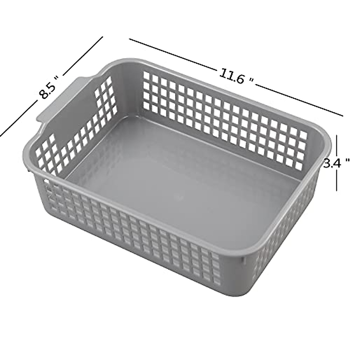 Doryh 6 Packs Small Plastic Basket, Grey Storage Basket Pantry Storage Bins, R