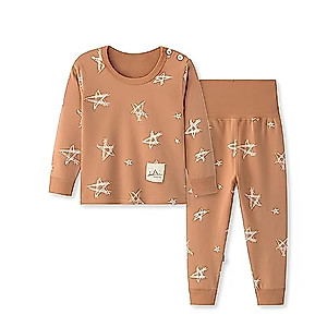CM C&M WODRO Baby Boys Girls Clothes Set Organic Cotton Soft Long Sleeve T-Shirt Top and Pants Outfit 2Pcs (Brown, 2-3T)