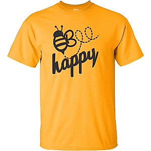 Go All Out YS 6-8 Gold Youth Bee Happy T-Shirt