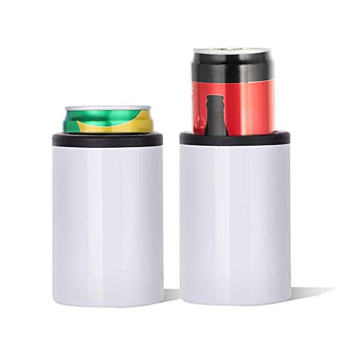 PYD Life 4 Pack 12 OZ Sublimation Blanks Can Insulator White Stainless Steel Can Cooler Beer Holder Sublimation Print