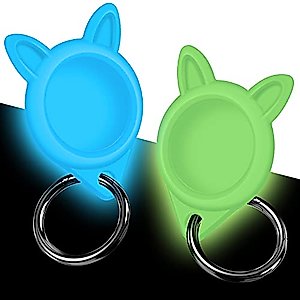 2 Pack Soft Silicone Protective Cover for AirTag with Keychain, Compatible AirTag Key Wallet Finder for Dog Cat Pet, Backpacks, Luggage, Glow Blue and Glow Green