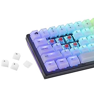 Glorious Polychroma Keycaps: Clear for RGB Shine Through for Mechanical Gaming Keyboards, 115 Keys, Translucent Cherry Profile