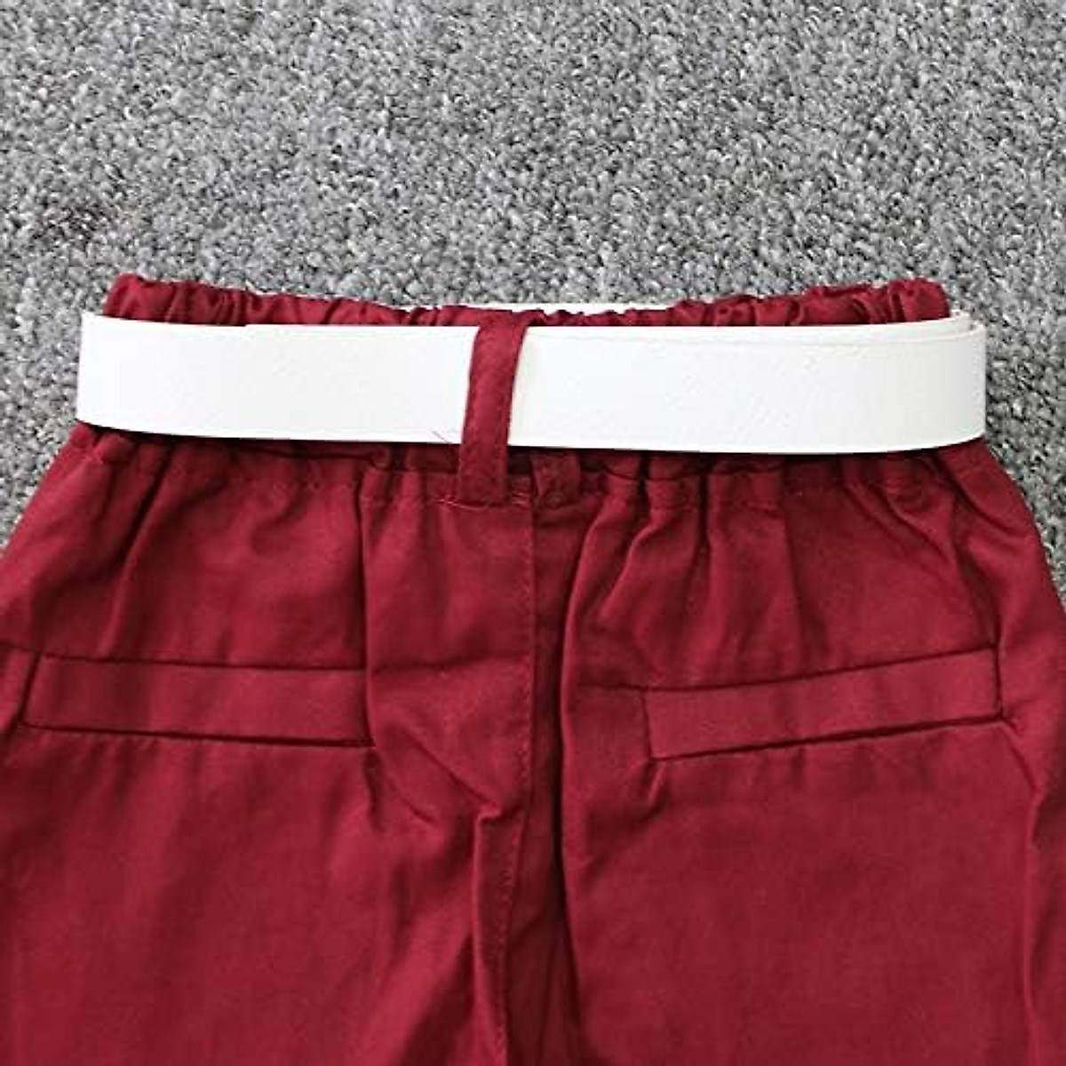 Mubineo Toddler Little Boy Kids Summer Floral Shirt Bermuda Shorts Outfit Set Clothes (White/Red, 3T)