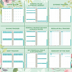 Budget Planner - Budget Book, Undated Monthly Bill Organizer with Pockets, 8.3" x 6.2", Expense Tracker Notebook, Budgeting Journal and Financial Planner/Book, Thick Paper Twin-Wire Binding