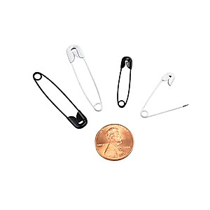 SINGER 00296 Black and White Safety Pins, Assorted Sizes, 25-Count