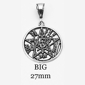 Blue Apple Co. Pentagram Pendant Tetragrammaton Charm Solid Oxidize Design 925 Sterling Silver Religious Pagan Star Shape