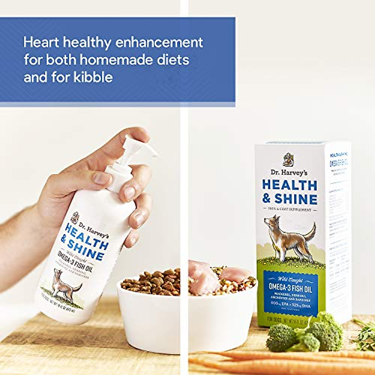 Dr. Harvey's Health & Shine Omega 3 Fish Oil for Dogs from Wild Caught Mackerel, Herring, Anchovies and Sardines - Supports Beautiful Fur, Strong Joints and Itchy Allergy Relief (16 FL OZ)