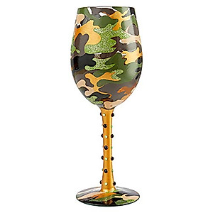 Enesco Designs by Lolita Camo Artisan Wine Glass, 1 Count (Pack of 1), Multicolor