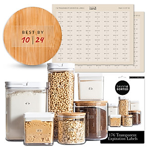 160 Clear Expiration Date Labels for Spice Jars - Waterproof Use by Food Date Labels for Containers - Best by Pantry Labels - Freezer Refrigerator Label - Kitchen Write On Labels Pantry Organization