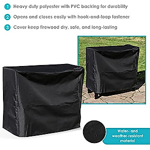 Sunnydaze 2-Foot Firewood Log Rack Cover - Heavy-Duty Weather-Resistant PVC Construction - Black