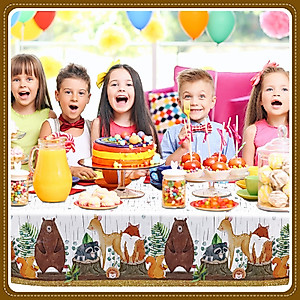Dianelhall 3 Pcs Woodland Tablecloth, Woodland Animals Baby Shower Decorations Forest Animals Table Covers for Baby Shower Table Cloth (Boy)