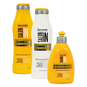 RECAMIER Professional Salon In Hair Care Treatment Set for Curls Shampoo Hydratating Conditioner Leave In Acondicionador sin enjuague para Cabello Rizado
