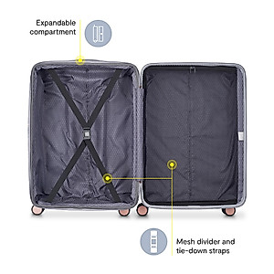 Delsey Paris Alexis Durable Luggage, Expandable Lightweight 4-Wheel Spinner, Easy Grip Handles for Smooth Mobility, TSA-Lock Incorporated, Men and Women, Platinum/Rose Gold, Check-In 25-Inch