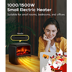 COSYAIREY Space Heater Fireplace, Energy Efficient Space Heater Dynamic Flame Effect, 30% Energy Saving,1s Fast Heating Electric Space Heaters for Indoor Use, Electric Space Heater Tip-Over Protection