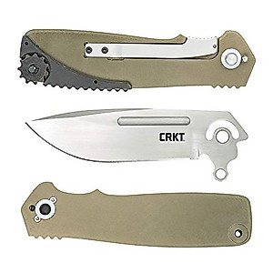 COLUMBIA RIVER KNIFE & TOOL CRKT Homefront Aluminum Folding Pocket Knife: Take Apart Field Strip, Satin Blade, Flipper Open, Liner Lock, Aluminum Handle, Deep Carry Pocket Clip K270GKP
