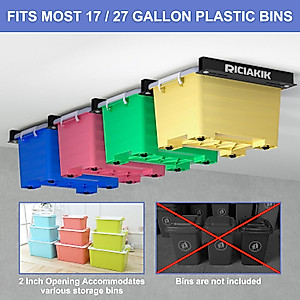 Overhead Garage Storage Rack, Ceiling Racks for Utility Bins, Heavy Duty Ceiling Storage Racks, Storage Bins Organization Ceiling Rack Storage Rails System (5 Pack for 4 Bins, Bins are Not Included)