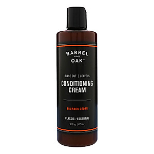 Barrel and Oak - Rinse Out Leave In Conditioning Cream, Conditioner, Hair Cream for Men, Restores Dry Hair, Aids Healthy Hair Growth, Natural Fragrance, Vegan (Bourbon Cedar, 16 oz)